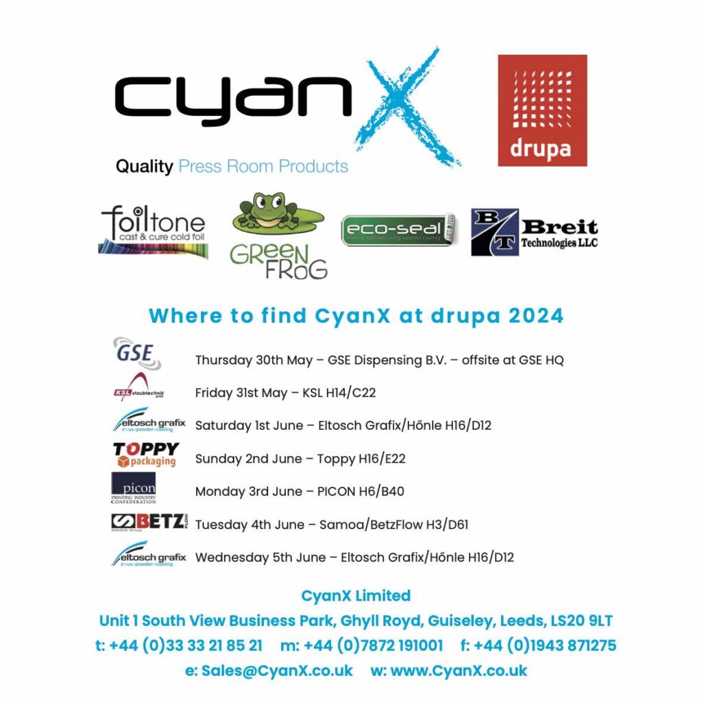 CyanX Drupa Tour 2024 - Where To Find Us - CyanX